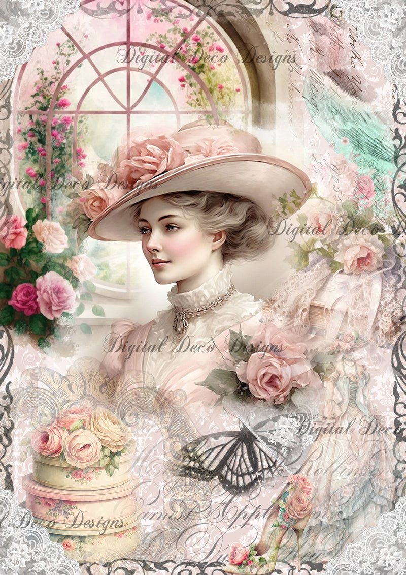 Victorian Lady Lace (#E071) - Digital Deco Designs