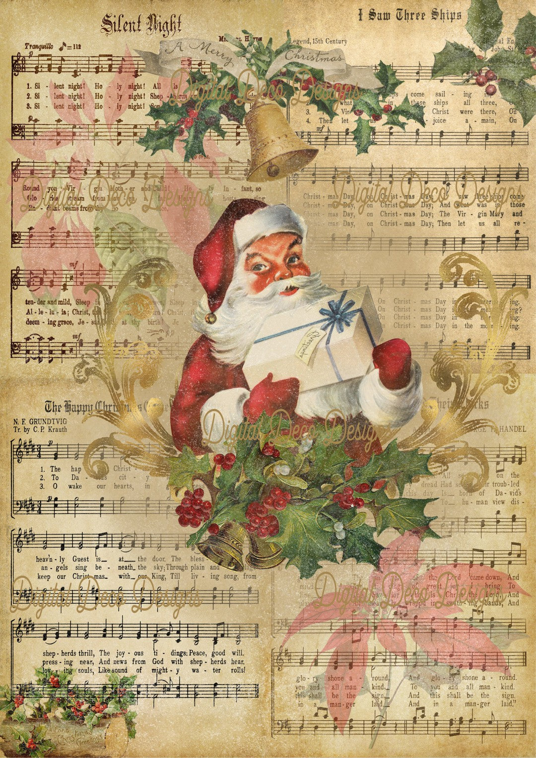 Old Santa Christmas Music C090 Digital Deco Designs Old Santa Christmas Music C090 Digital Deco Designs